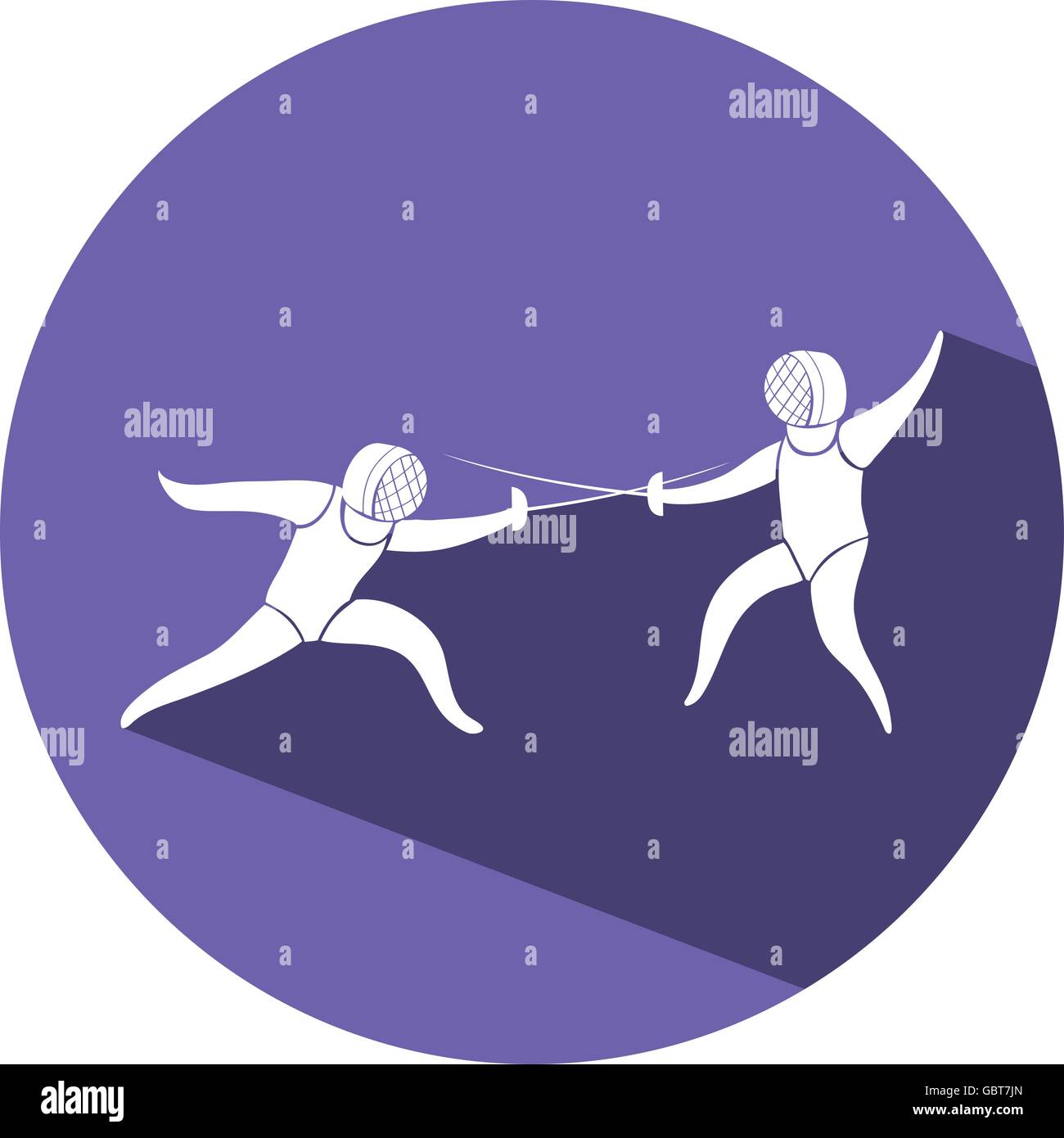 Fencing icon on round badge illustration Stock Vector Image & Art - Alamy