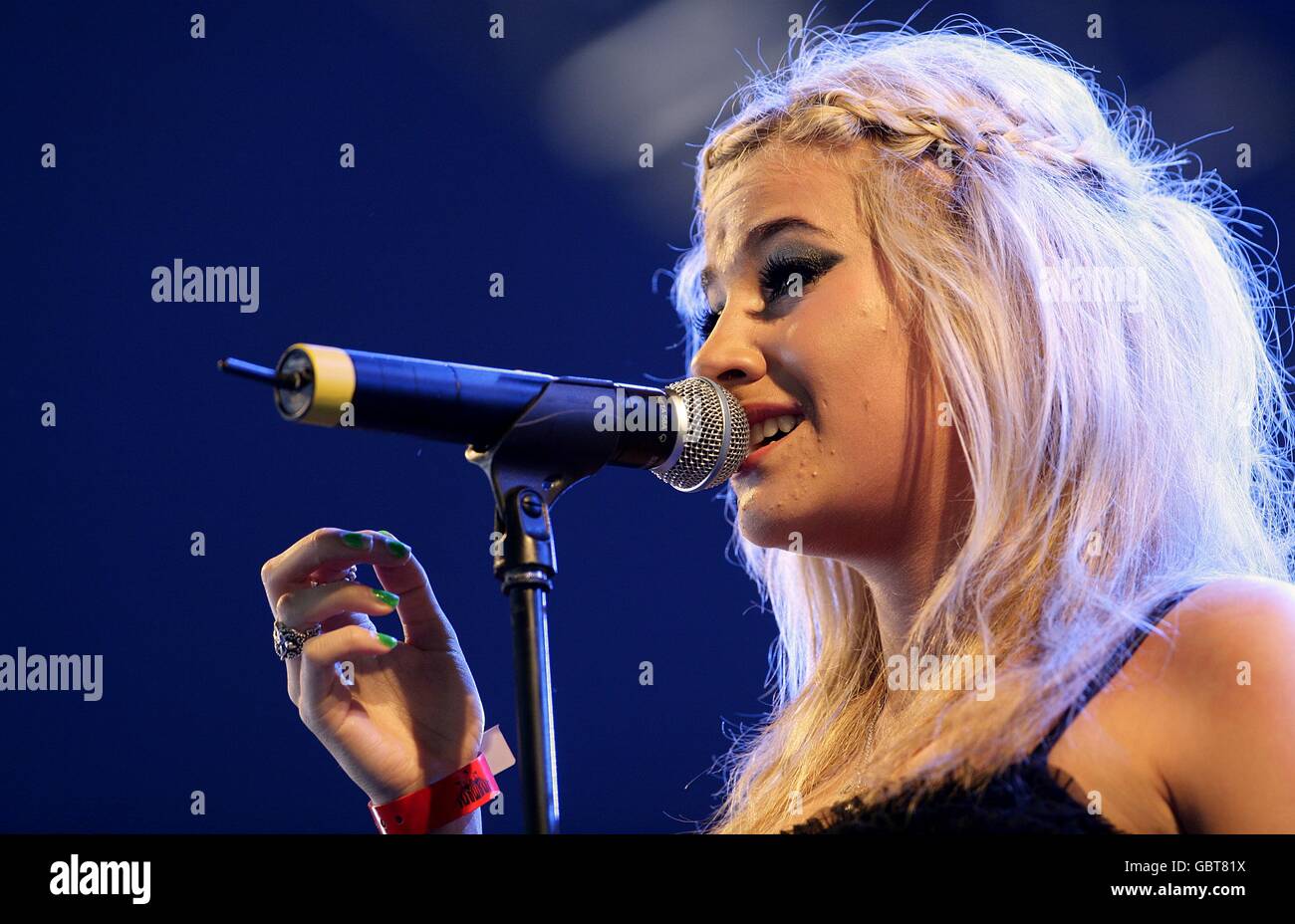 Pixie Lott performing during the Isle of Wight festival, in Newport on ...