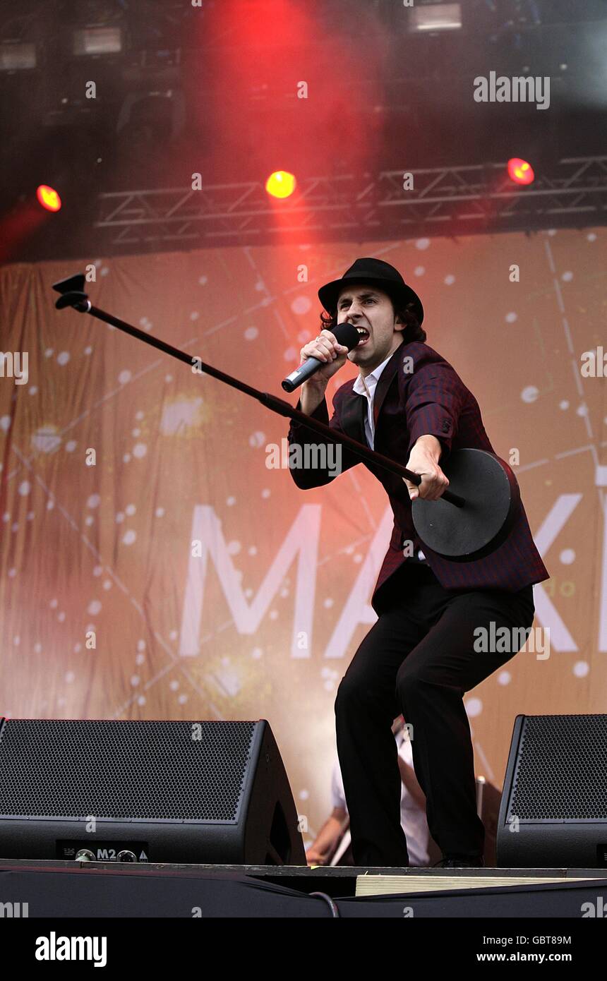 Paul Smith of Maximo Park performing during the Isle of Wight festival ...