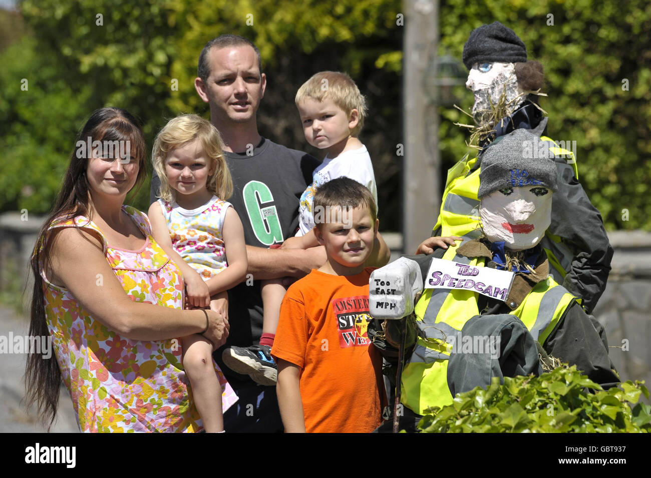 Speed camera scarecrows Stock Photo - Alamy