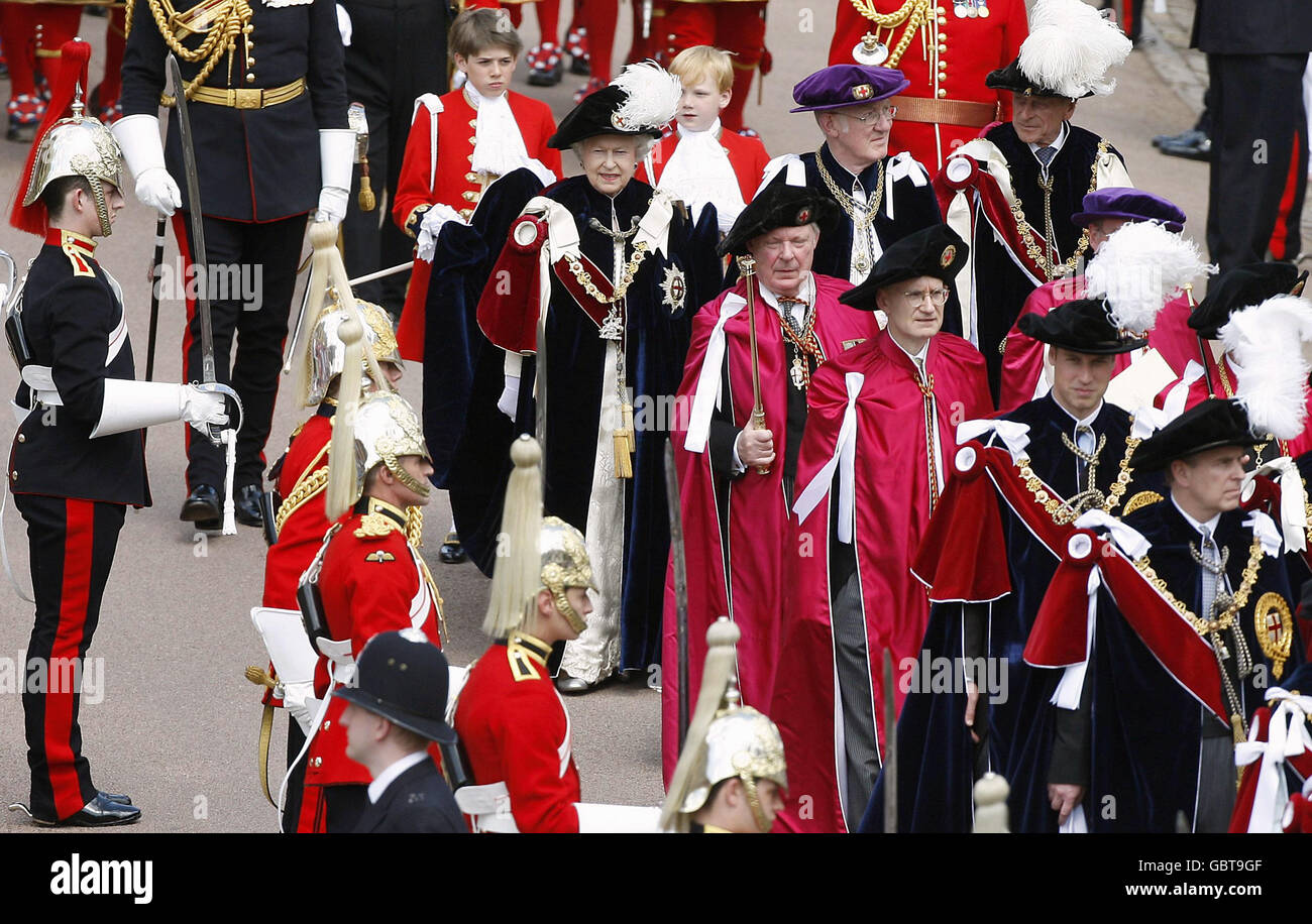 Britain's Queen Elizabeth II processes to attend the Order of the ...