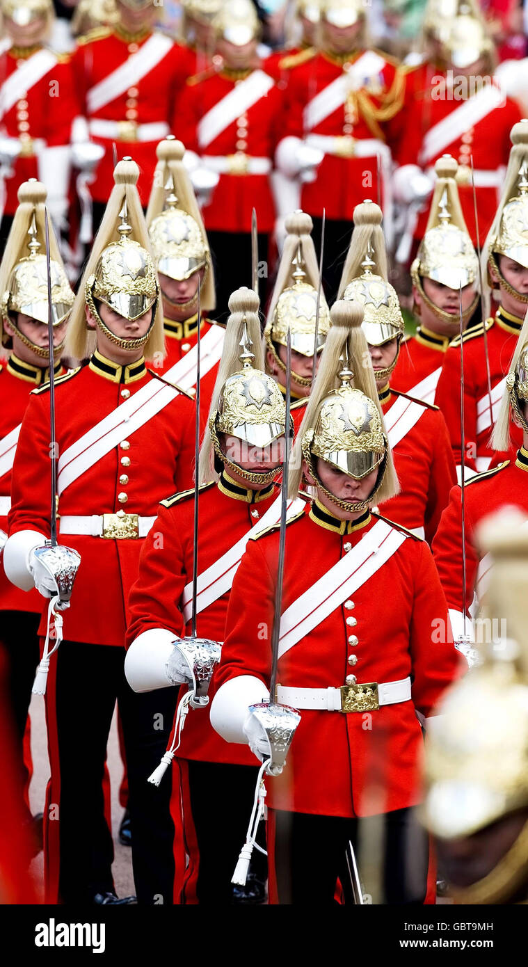 Soldiers march through the grounds of Windsor Castle as members of the ...