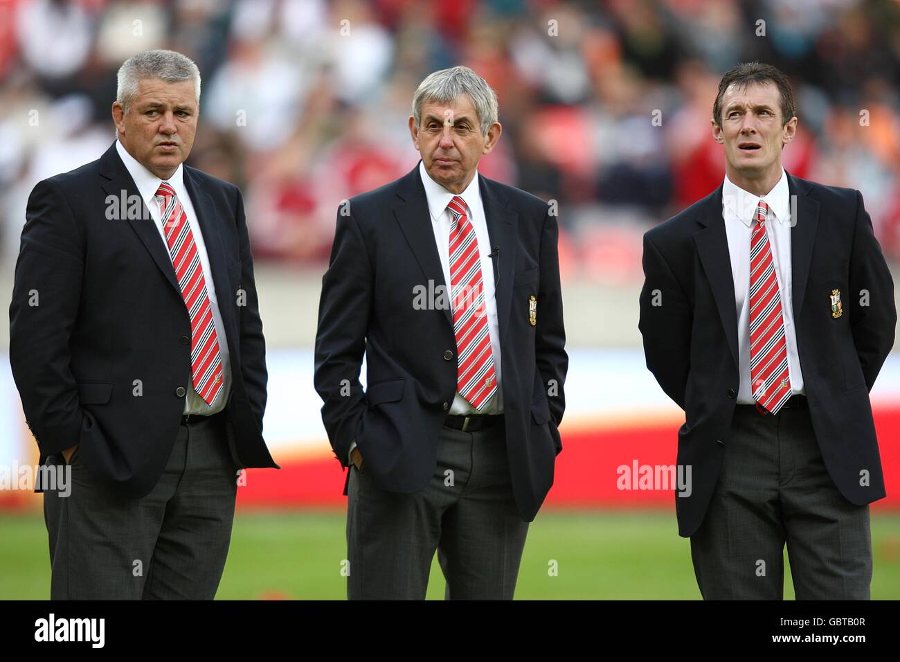 British and Irish Lions' head coach Ian McGeechan (centre), backs coach ...