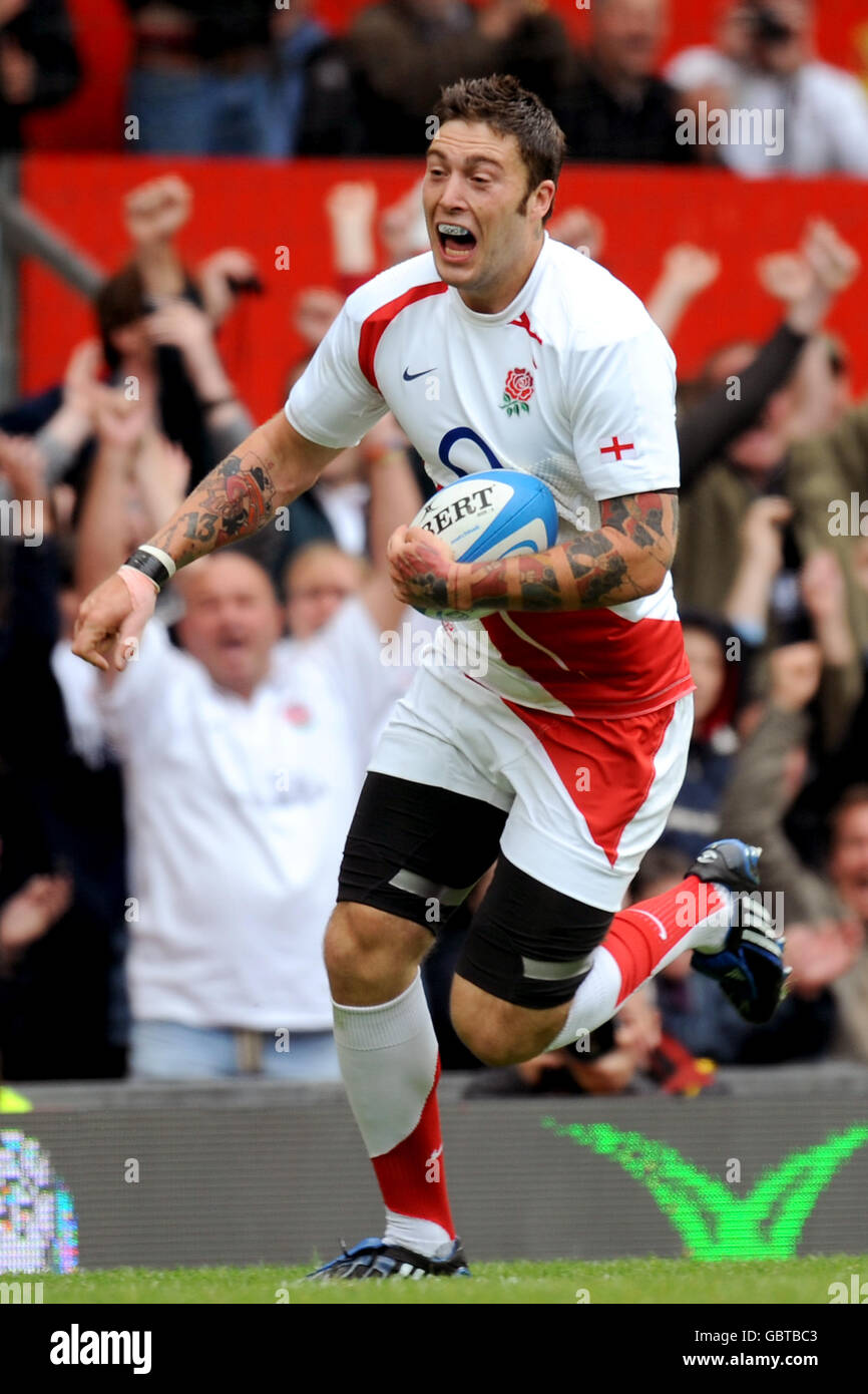 England's Matt Banahan celebrates scoring a try on his debut Stock ...