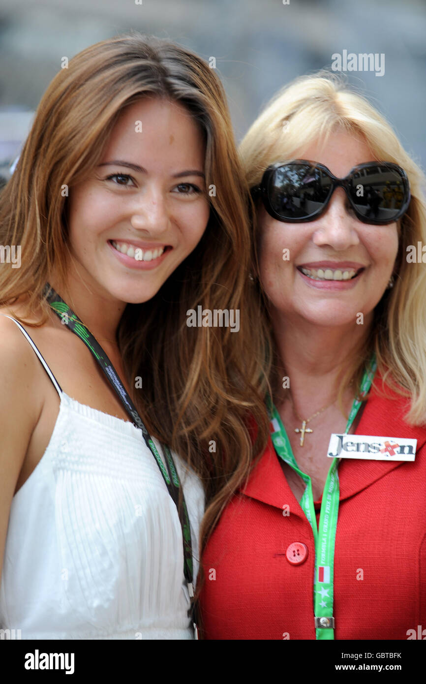 Jenson Button's girlfriend Jessica Michibata (left) and his mum Simone ...