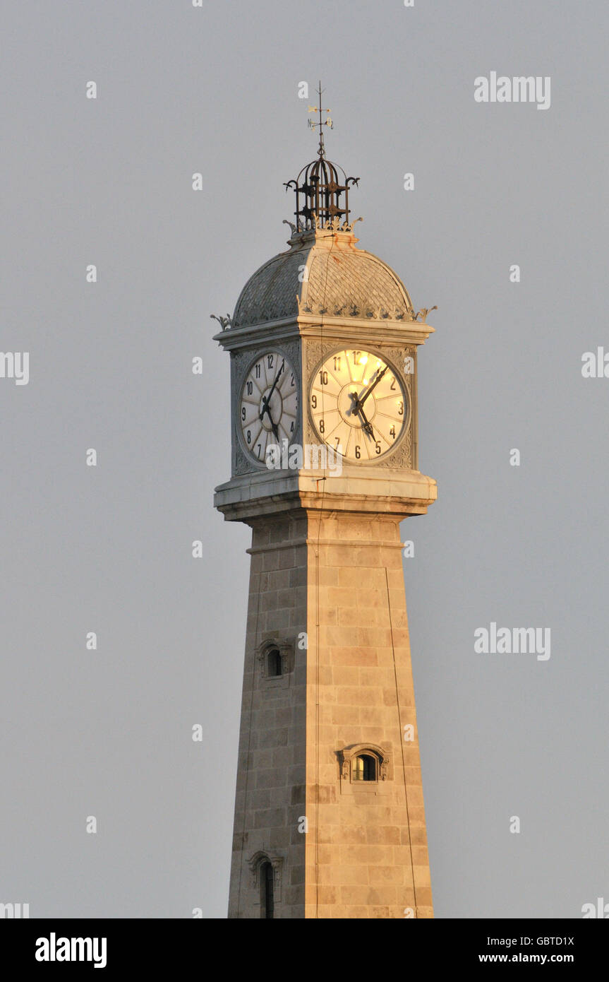 Clock tower, Barcelona harbour, Catalonia, Spain Stock Photo - Alamy
