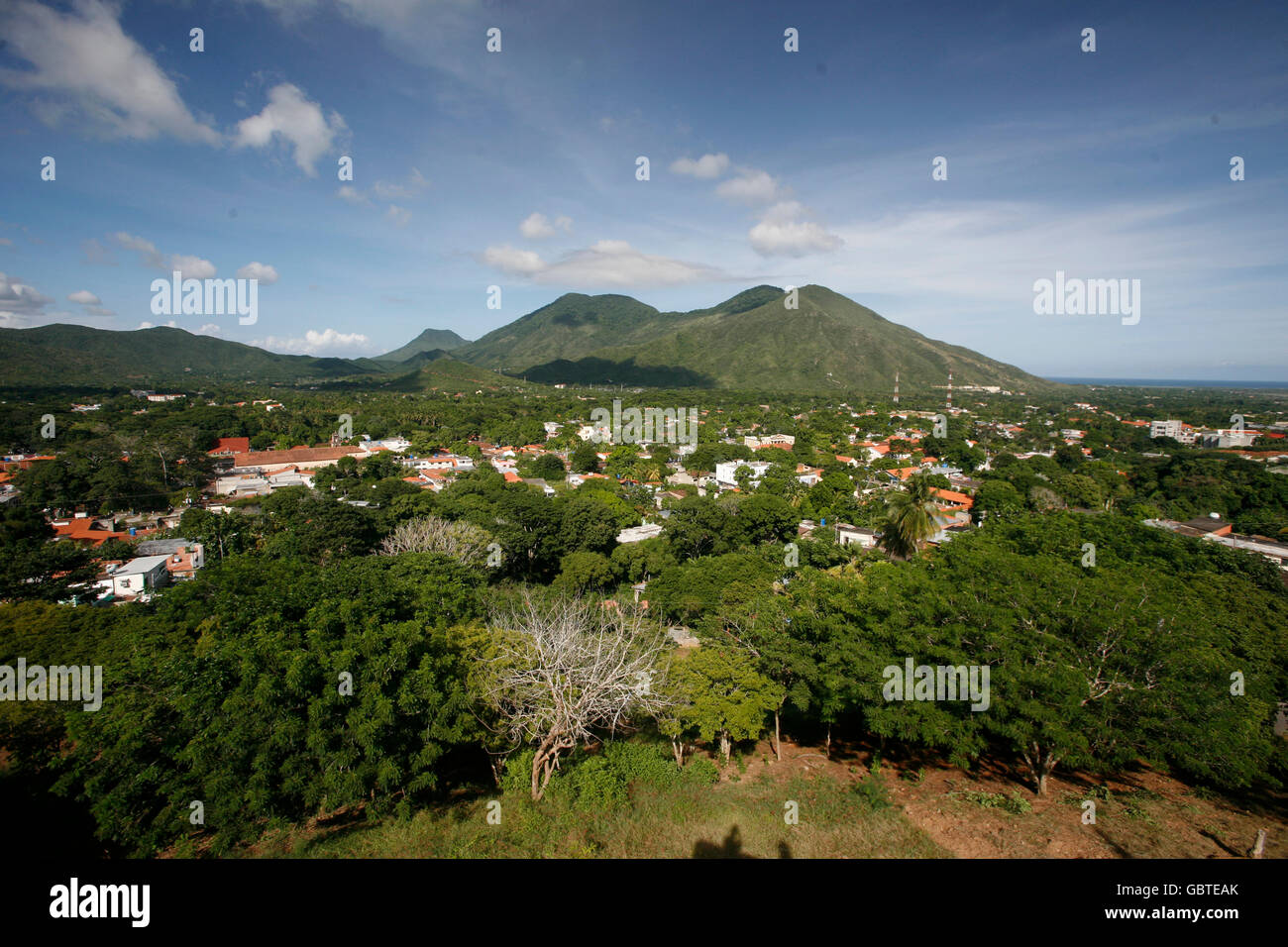 the landscape near the town of La Asuncion on the Isla Margarita in the ...