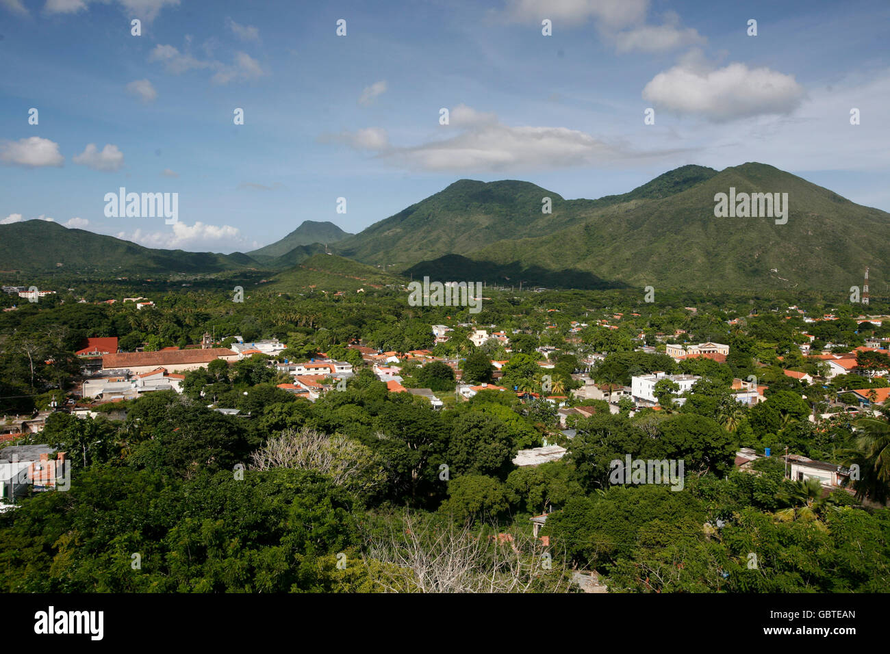 the landscape near the town of La Asuncion on the Isla Margarita in the ...