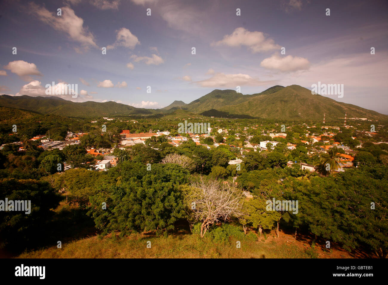 the landscape near the town of La Asuncion on the Isla Margarita in the ...