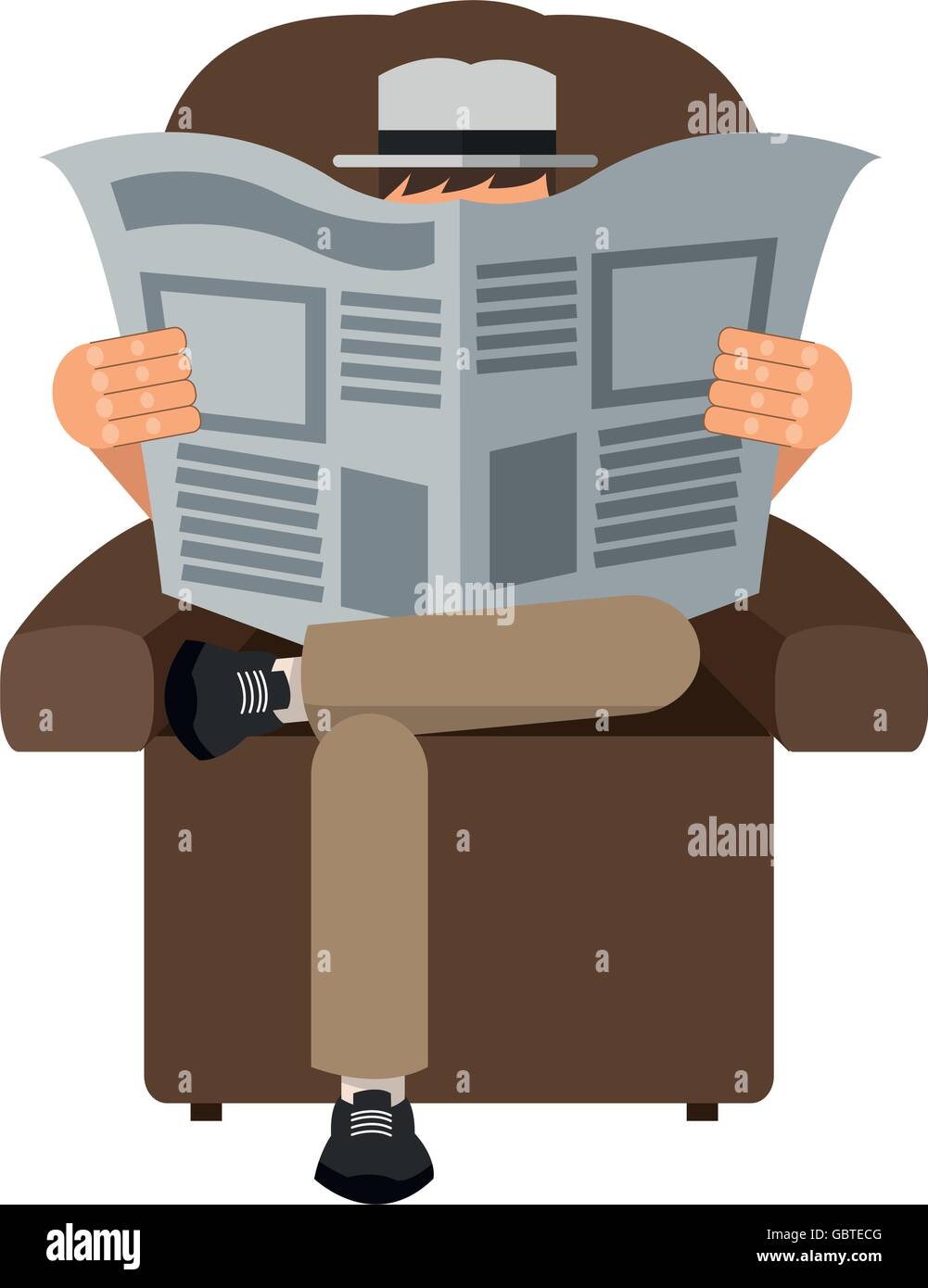 man reading newspaper sitting on chair icon Stock Vector Image & Art ...