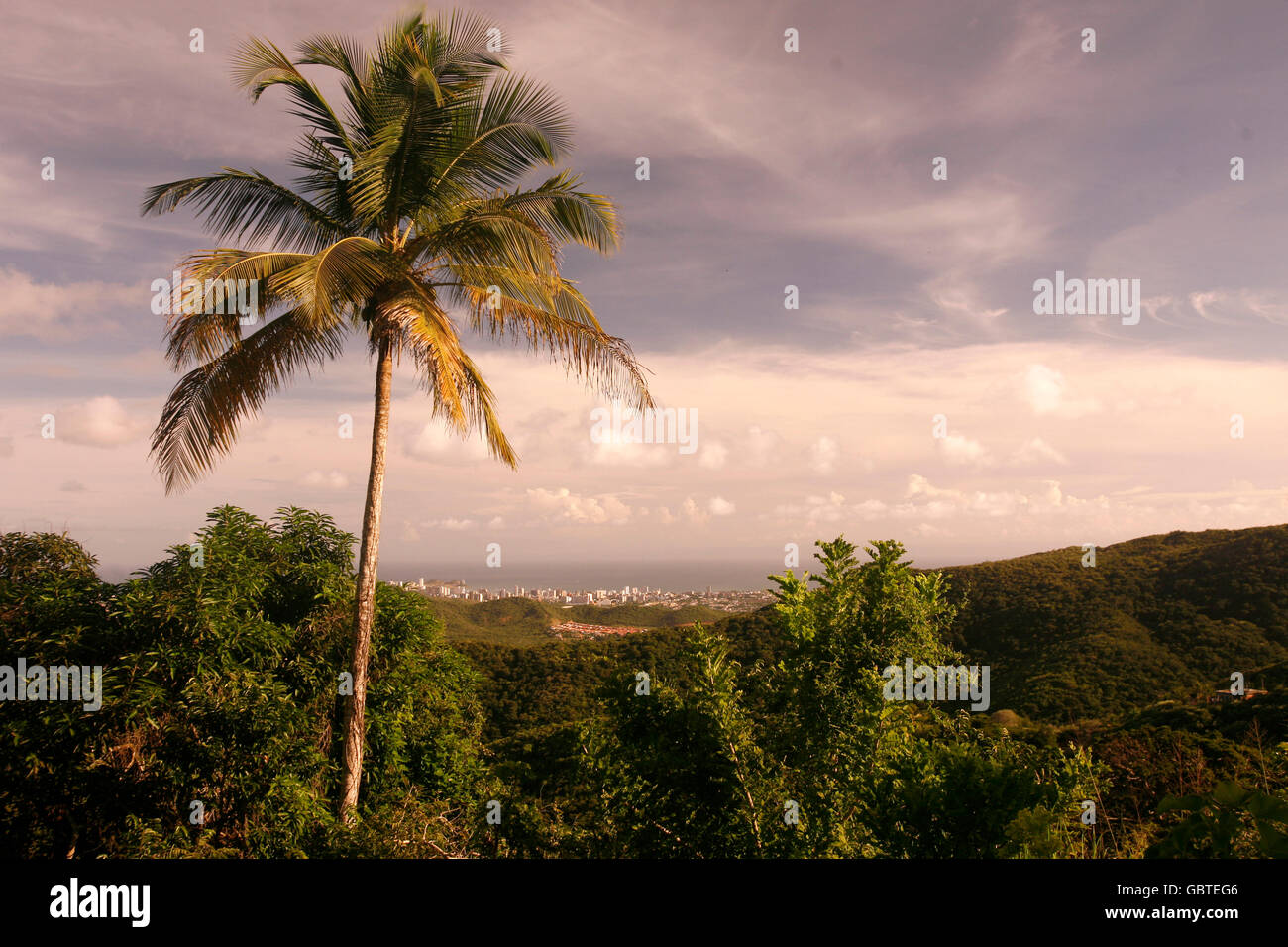 the landscape near the town of La Asuncion on the Isla Margarita in the ...