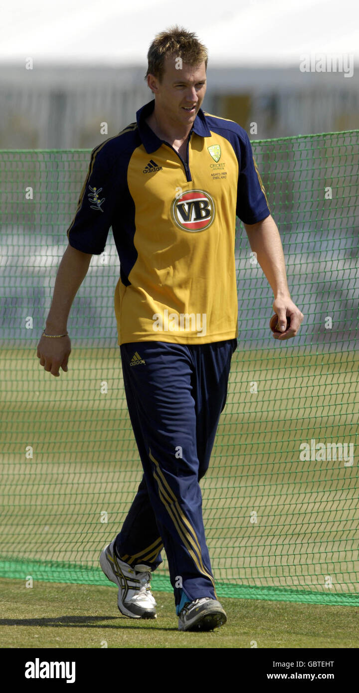 Australian bowler Brett Lee during a training session at the County ...