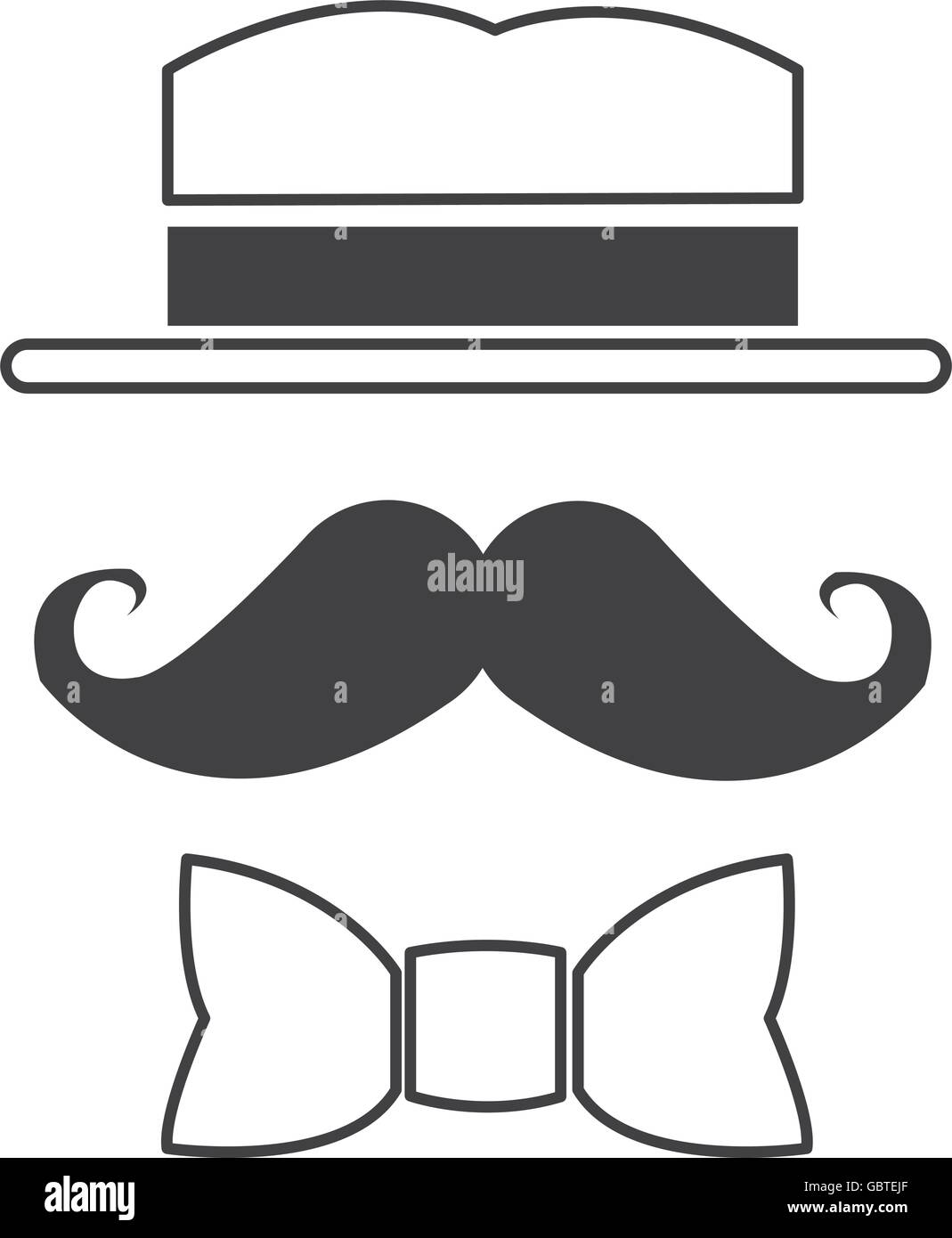 hat mustache and bowtie icon Stock Vector Image & Art - Alamy