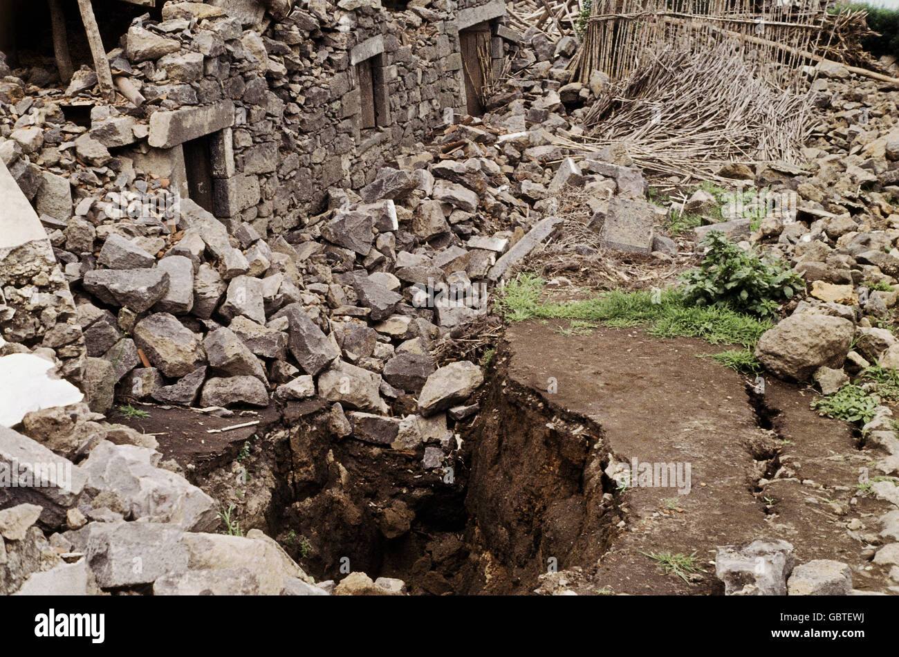 disasters, earthquakes, destroyed farm house, 1958, Additional-Rights ...