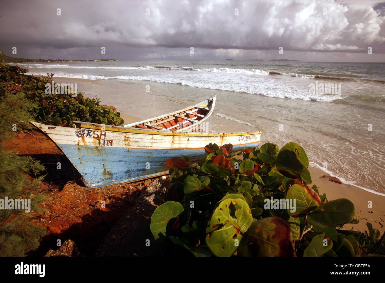 the Coast at the beach in the town of El Cardon on the Isla Margarita ...