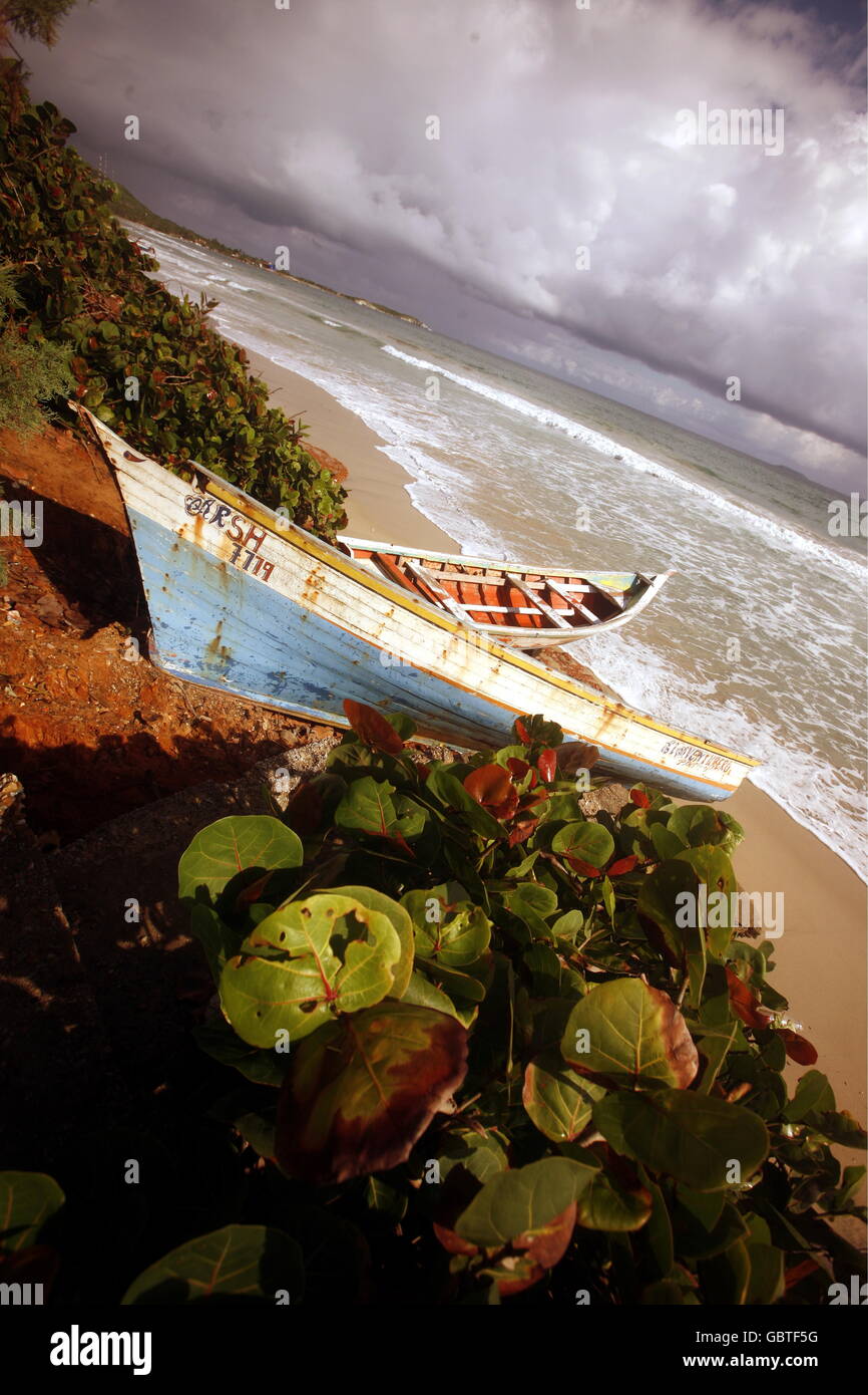the Coast at the beach in the town of El Cardon on the Isla Margarita ...