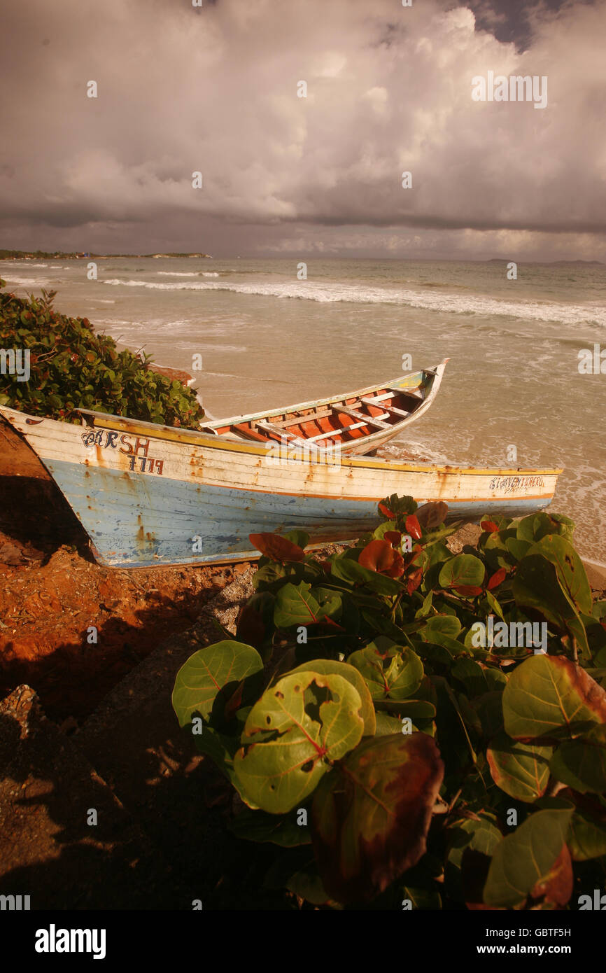 the Coast at the beach in the town of El Cardon on the Isla Margarita ...