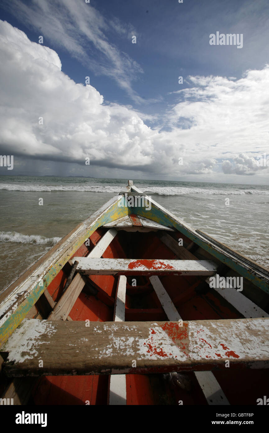 the Coast at the beach in the town of El Cardon on the Isla Margarita ...