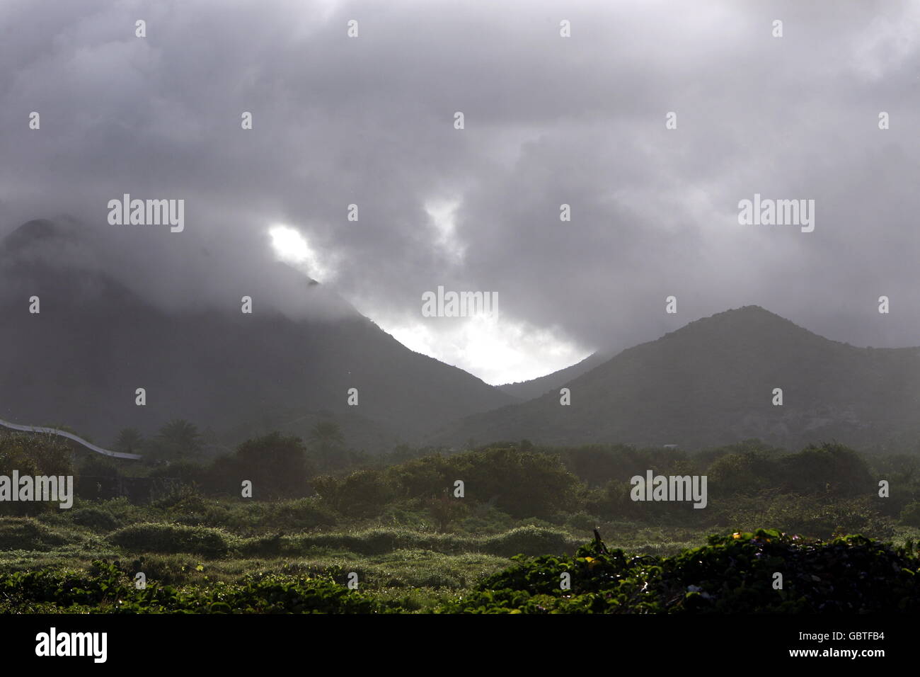 the landscape near the town of La Asuncion on the Isla Margarita in the ...