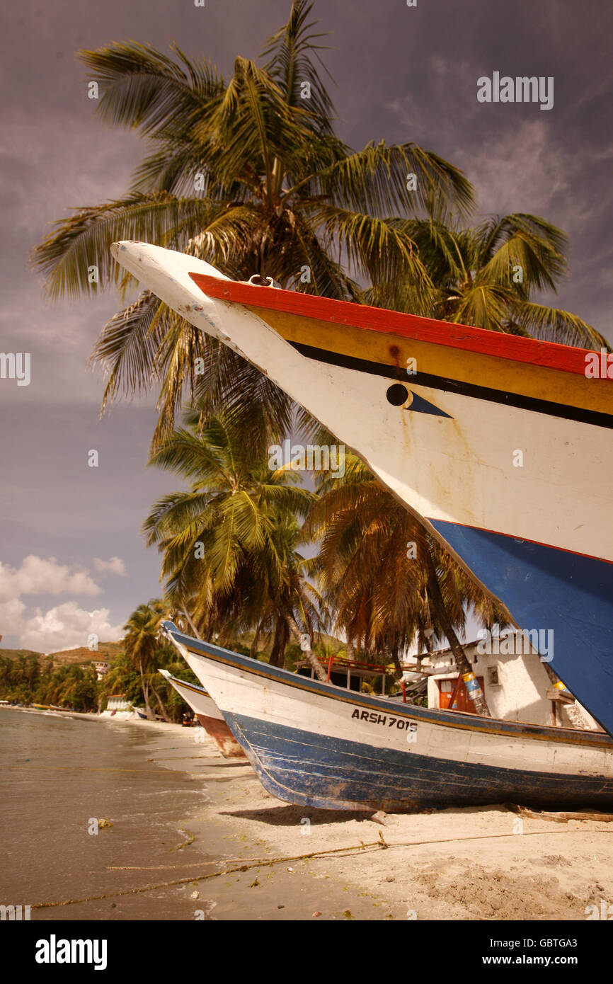 the beach of the town of Pampatar on the Isla Margarita in the ...