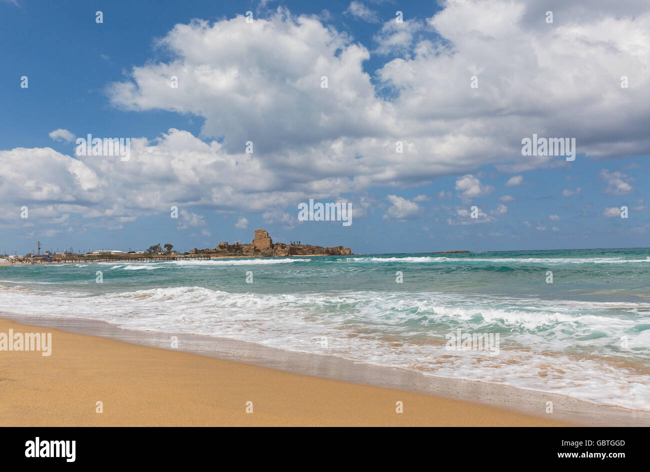 Ruins on the beach in Israel Stock Photo - Alamy