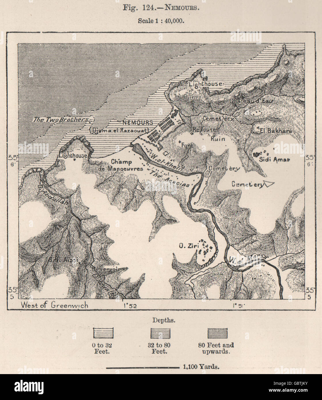 Ghazaouet (Nemours) (Ghazaouet) . Algeria, 1885 antique map Stock Photo ...