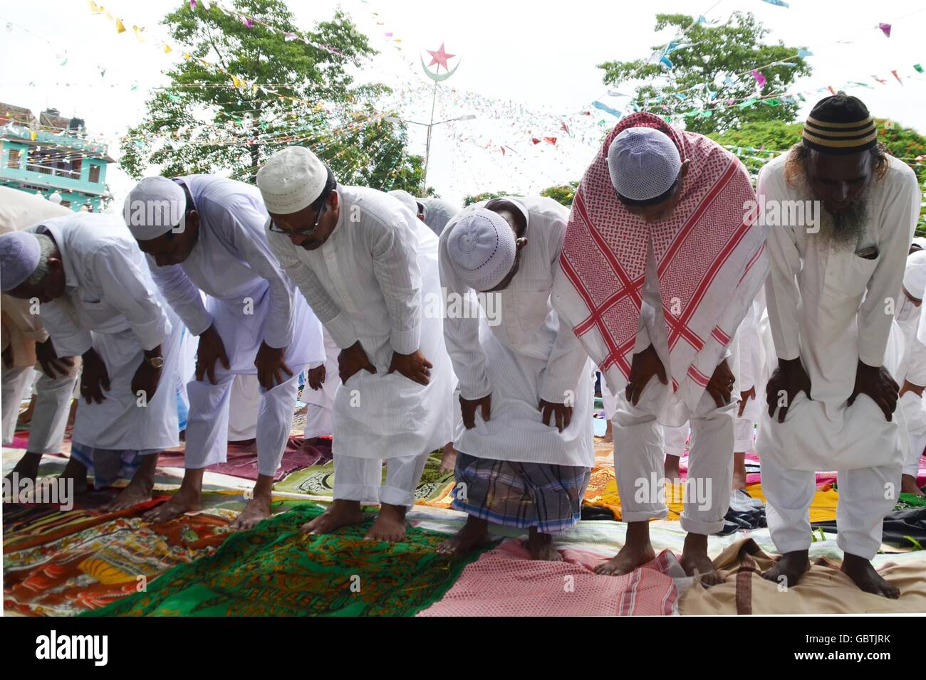 Nagaon, India. 07th July, 2016. Muslims attends the communal prayer on ...