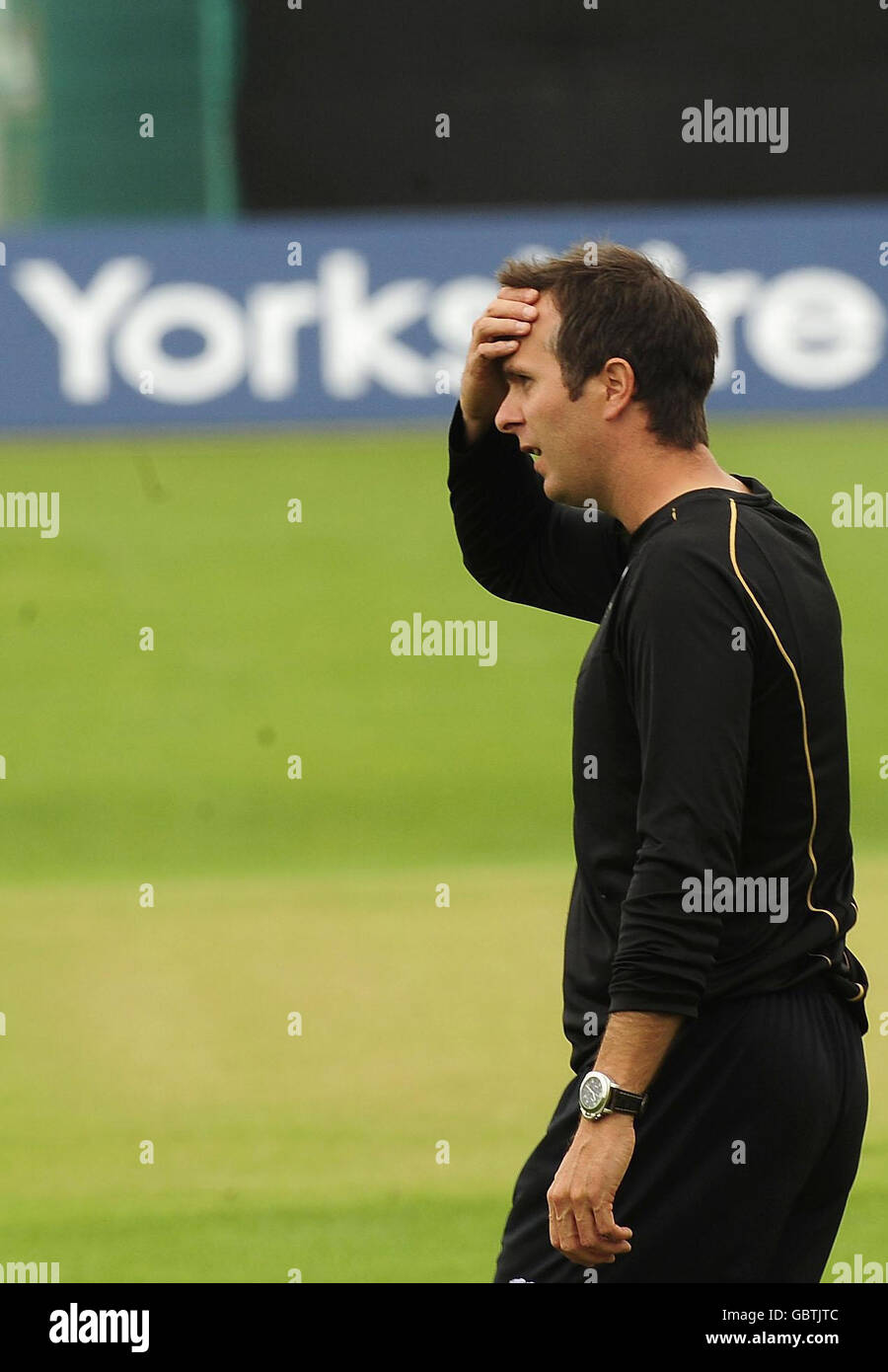 Former England Cricket Captain Michael Vaughan on the Headingley pitch ...