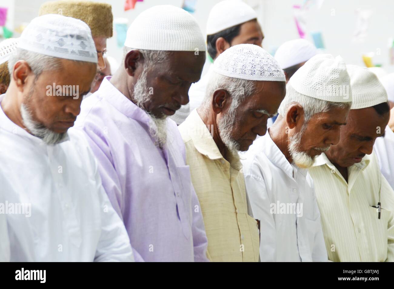 Nagaon, India. 07th July, 2016. Muslims attends the communal prayer on ...