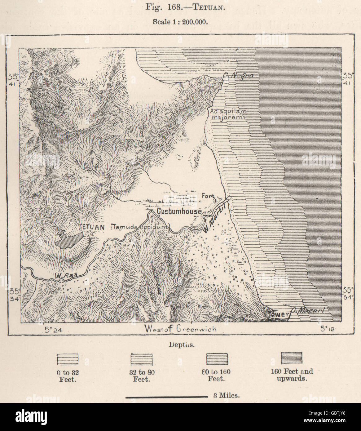 Tetouan. Morocco, 1885 antique map Stock Photo - Alamy