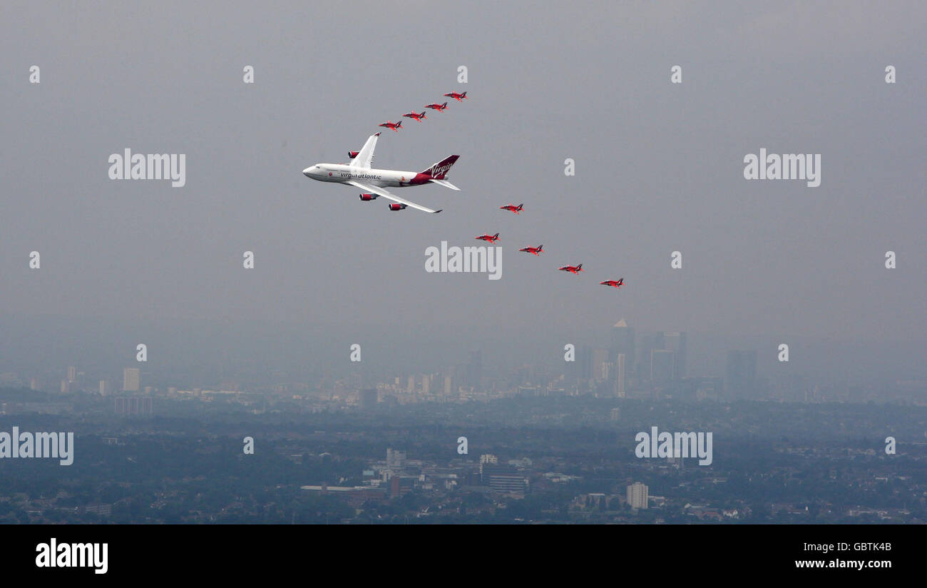 The Royal Air Force Aerobatic Team 'The Red Arrows' join a Virgin ...