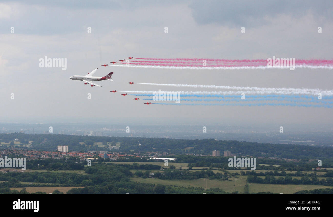 The Royal Air Force Aerobatic Team 'The Red Arrows' join a Virgin ...