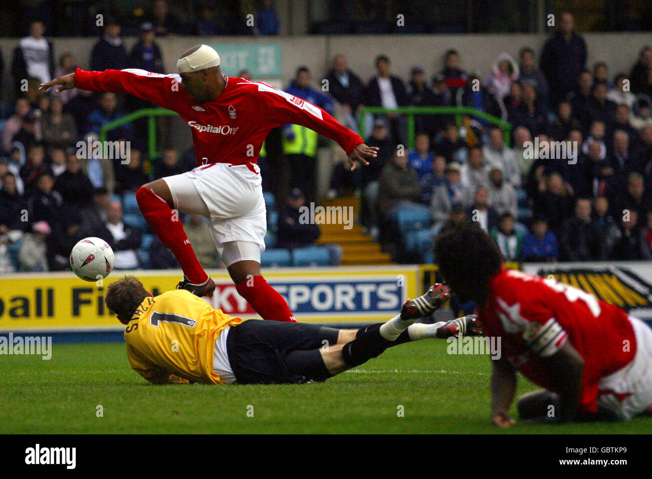 Millwalls goalkeeper graham stack thwarts nottingham forests marlon ...