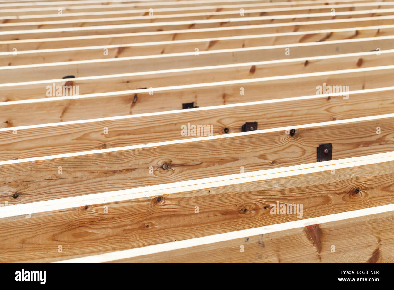 Wooden flooring under construction, abstract rural architecture ...