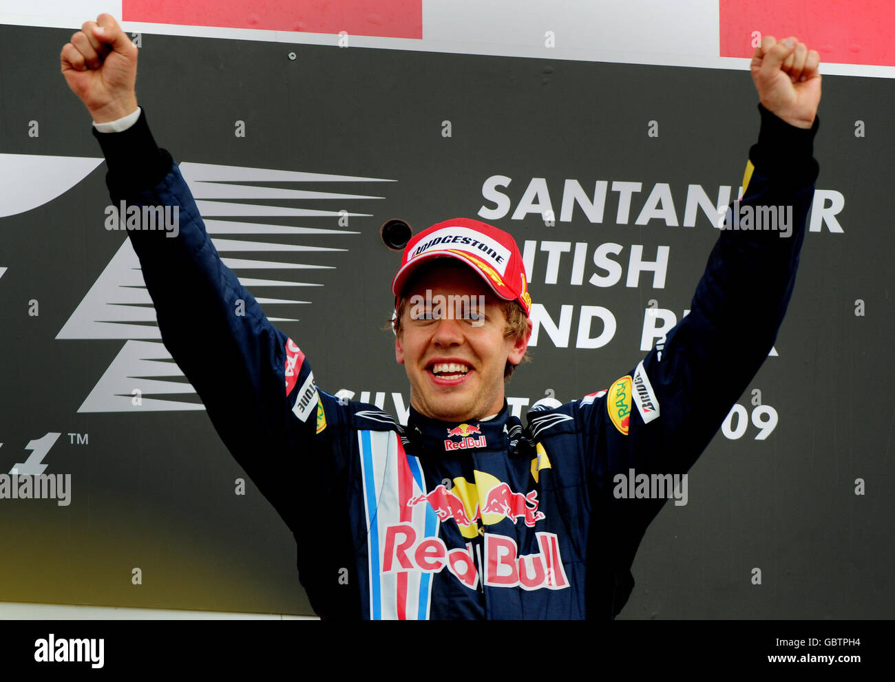 Red Bull's Sebastian Vettel of Germany celebrates on the podium after ...