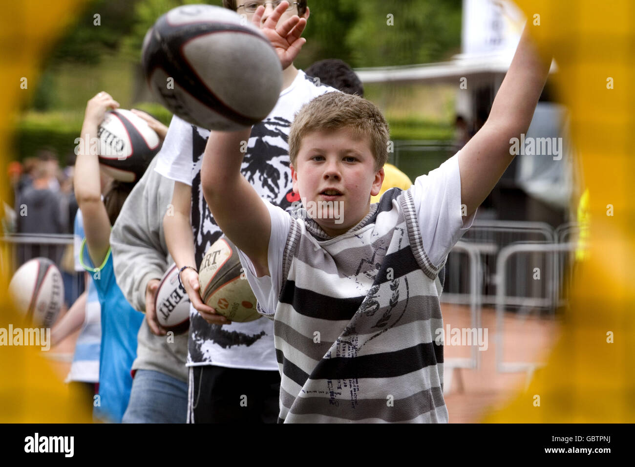 Kids enjoying a bit of Rugby fun during the Mela Festival, Kelvingrove ...