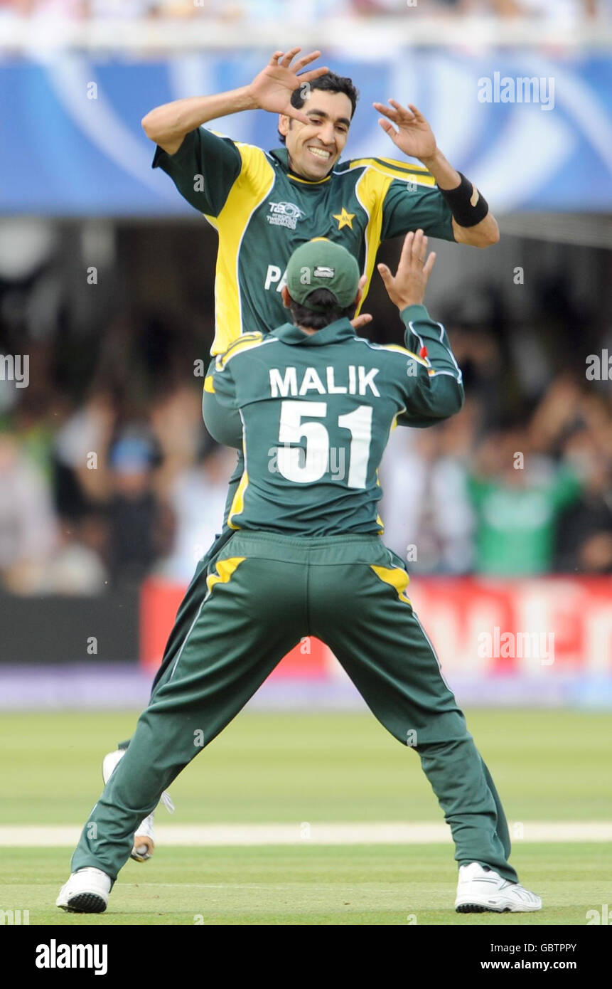 Pakistan's Umar Gul (above) celebrates taking the wicket of Sri Lanka's ...