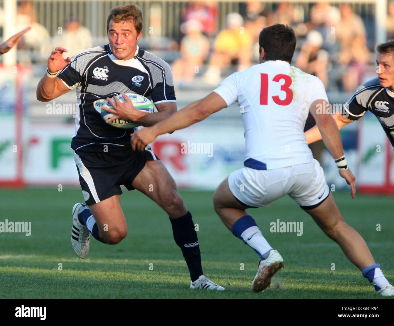 Scotland 'A's Alex Grove jinks past France 'A's Lionel Mazars during ...