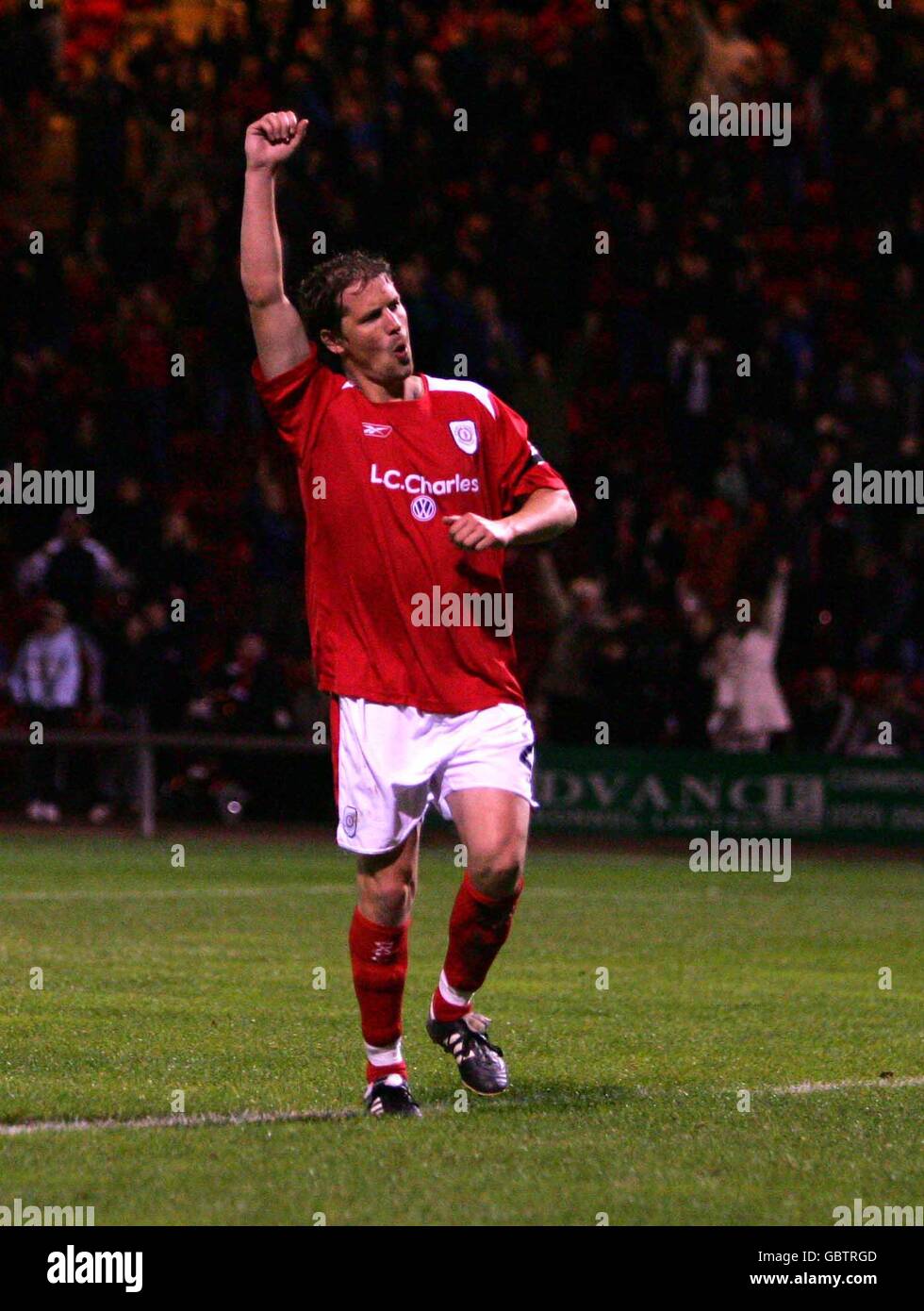 Crewe Alexandra's Mark Rivers celebrates scoring the winning penalty ...