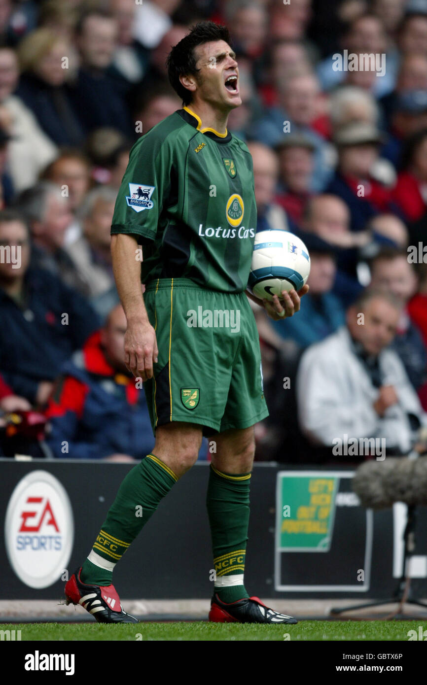 Norwich citys marc edworthy takes a throw in hi-res stock photography ...