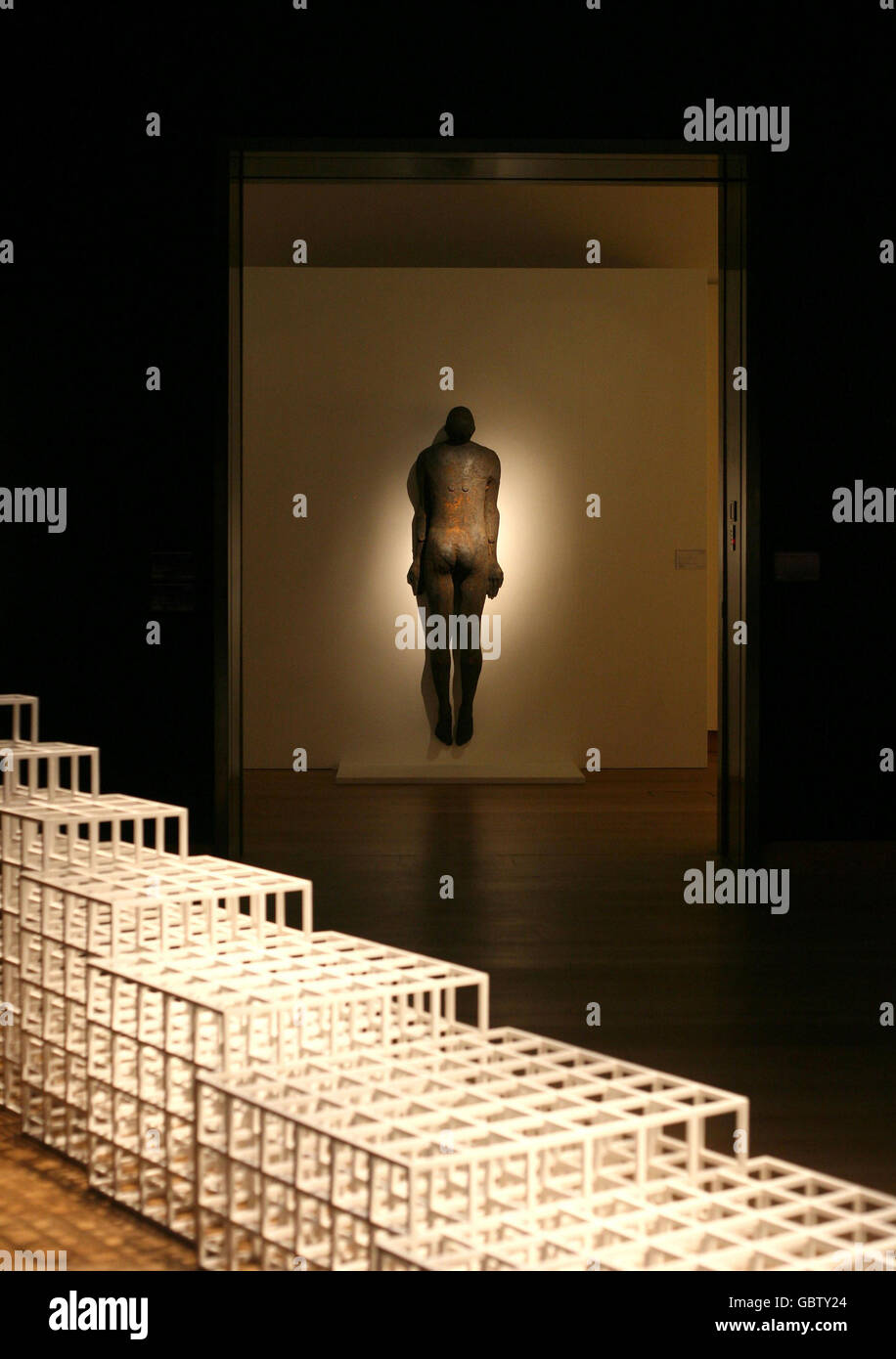 Shift 11 by Antony Gormley with Open Geometric structure by Sol LeWitt ...