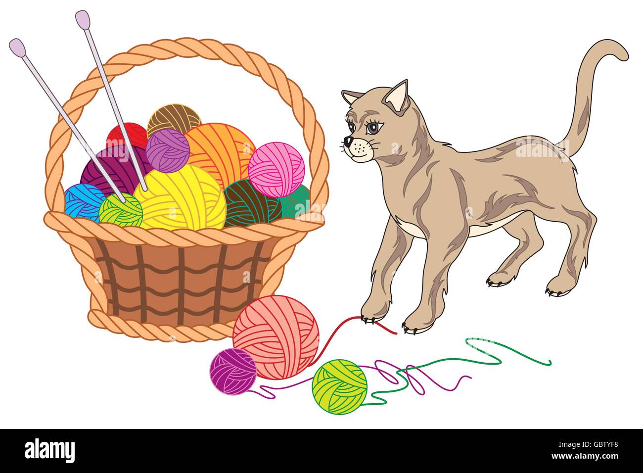 Sewing basket Stock Vector Images - Alamy