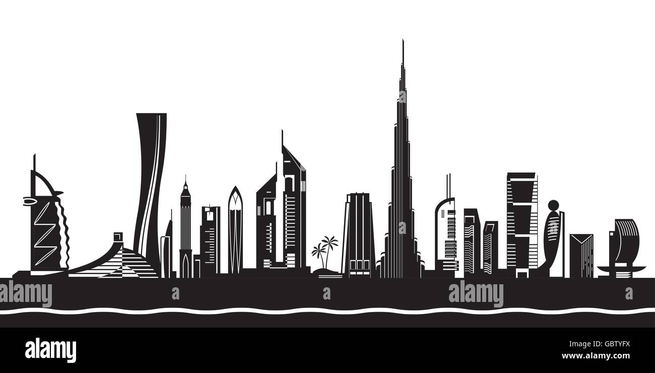 Dubai cityscape by day - vector illustration Stock Vector Image & Art ...