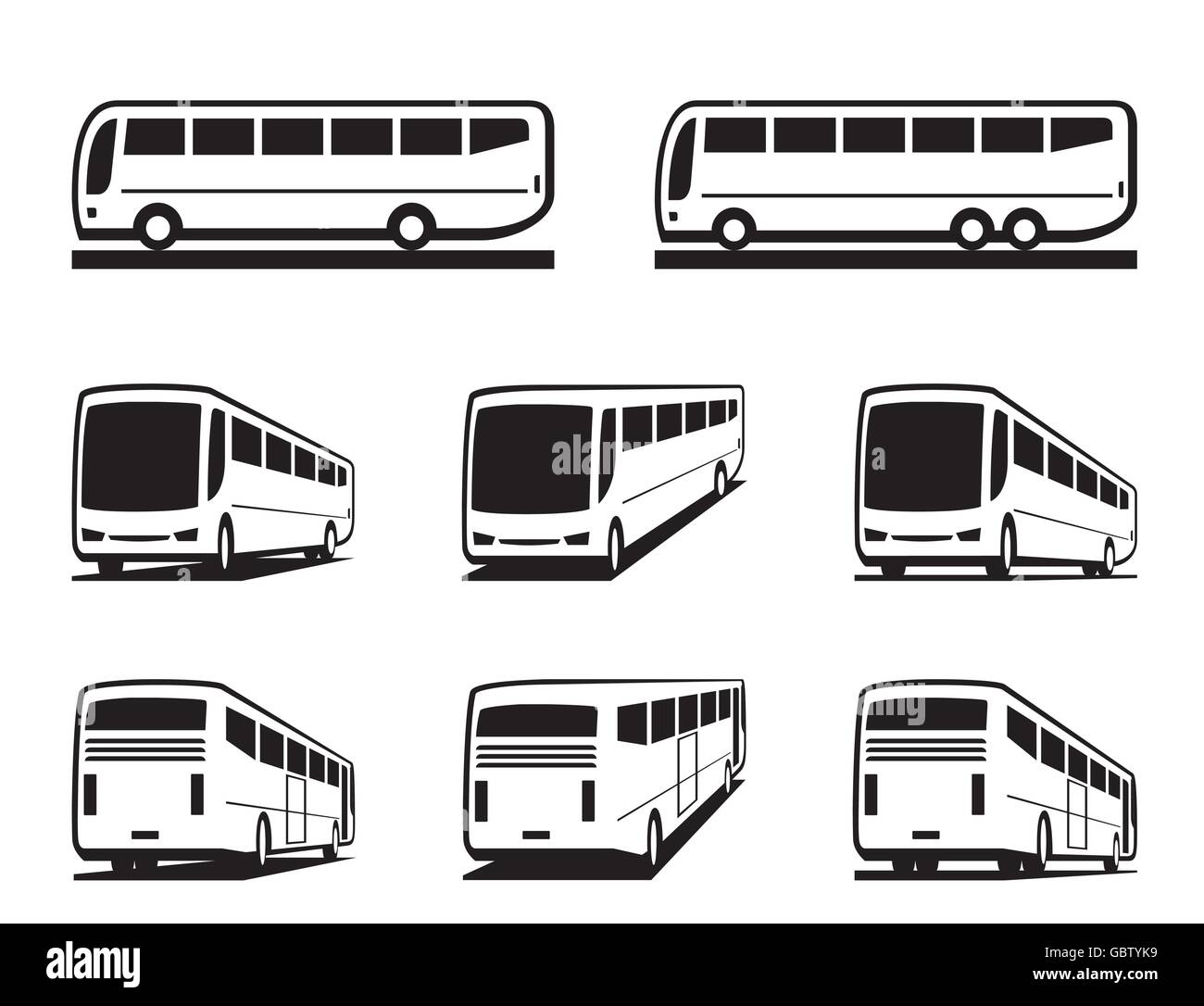 Tourist buses and coaches - vector illustration Stock Vector Image ...