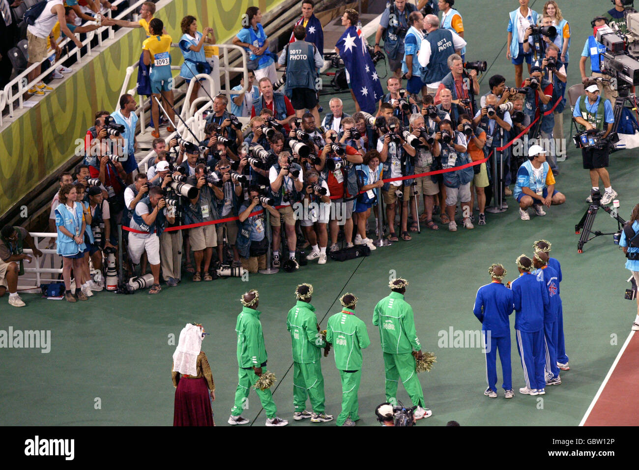 Full length press snapper photographer medal ceremony hi-res stock ...
