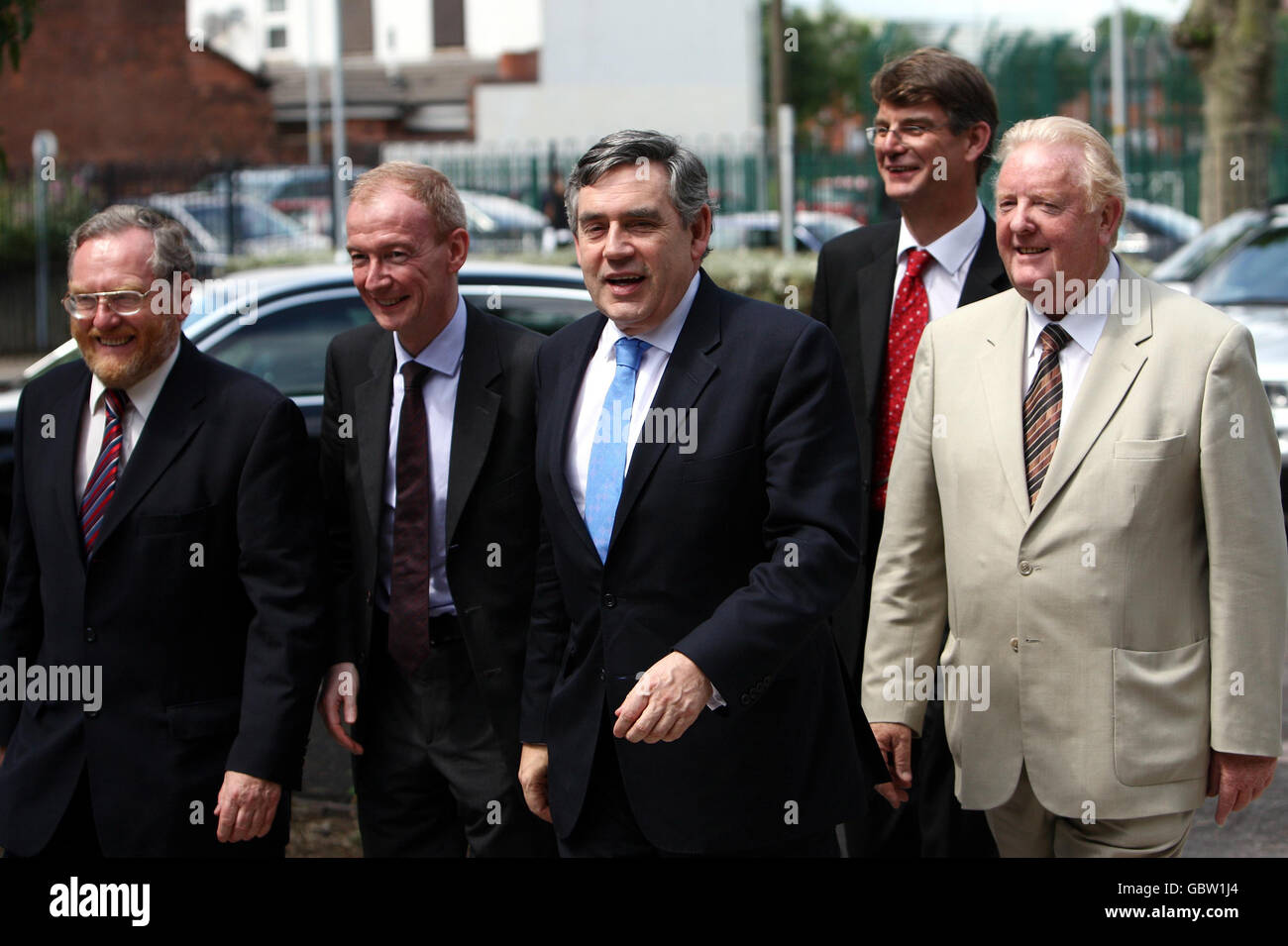 Prime Minister Gordon Brown (centre) arrives at the All Saints Centre ...