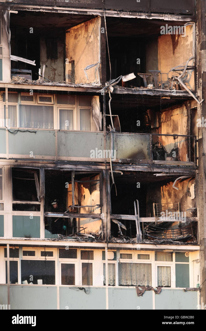 Tower block fire Stock Photo - Alamy