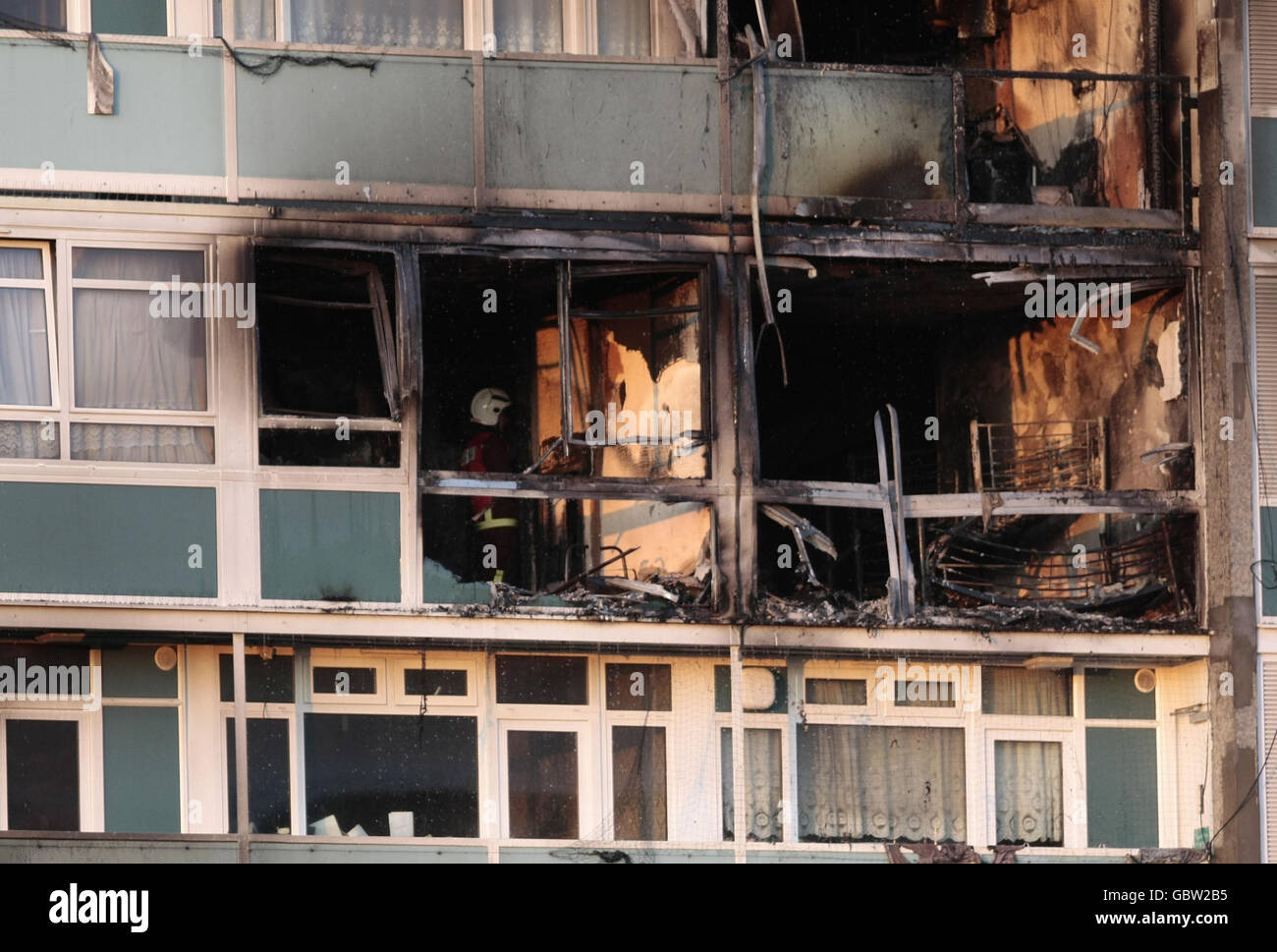 Tower block fire. The scene Camberwell, south London, after a fire ...