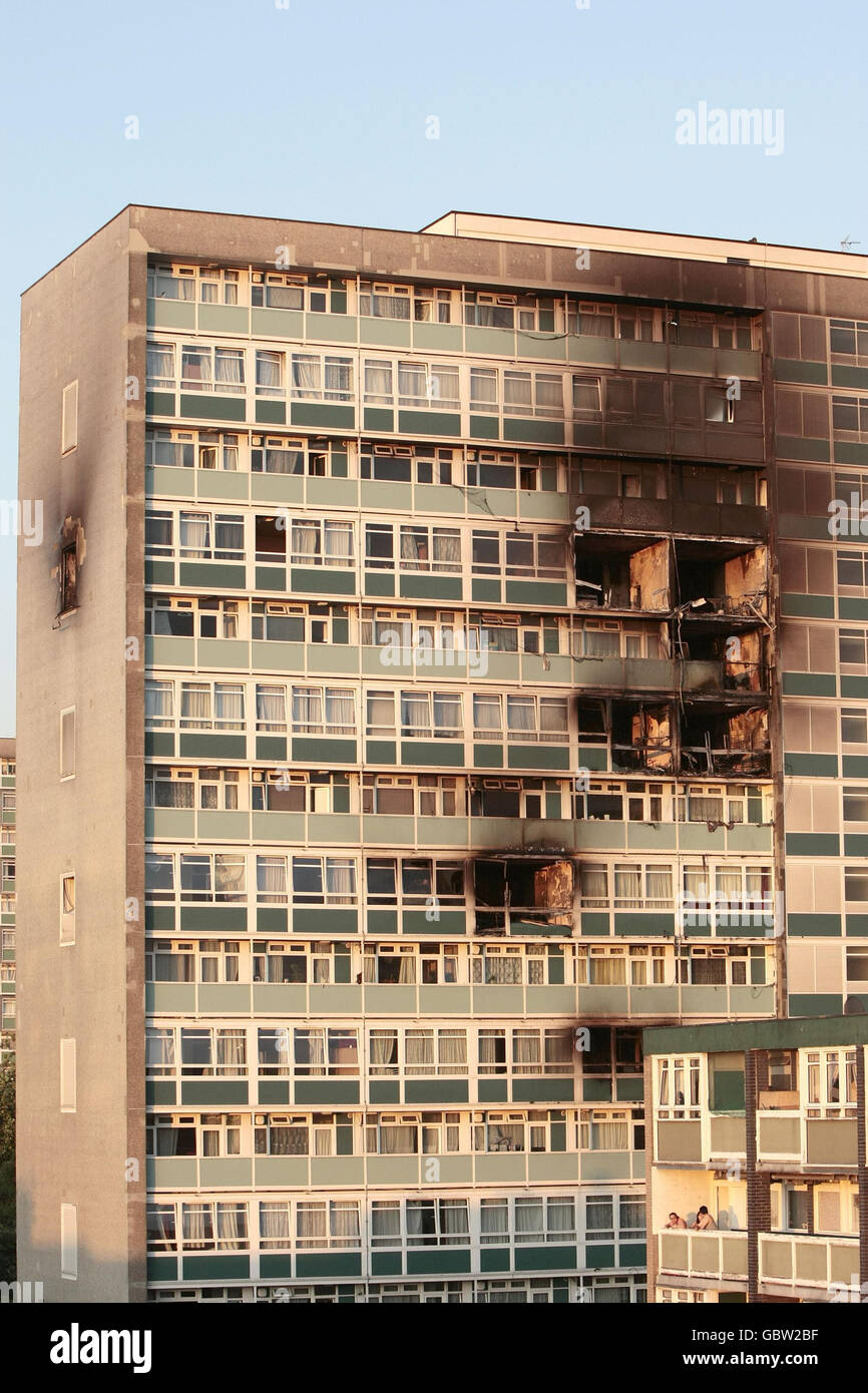 Tower block fire Stock Photo - Alamy
