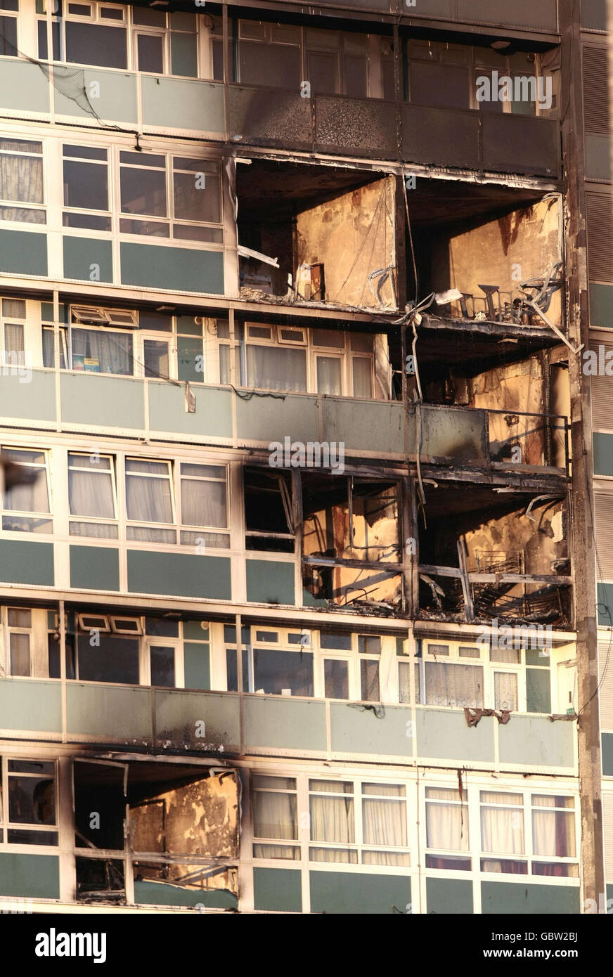 Tower block fire. The scene Camberwell, south London, after a fire ...